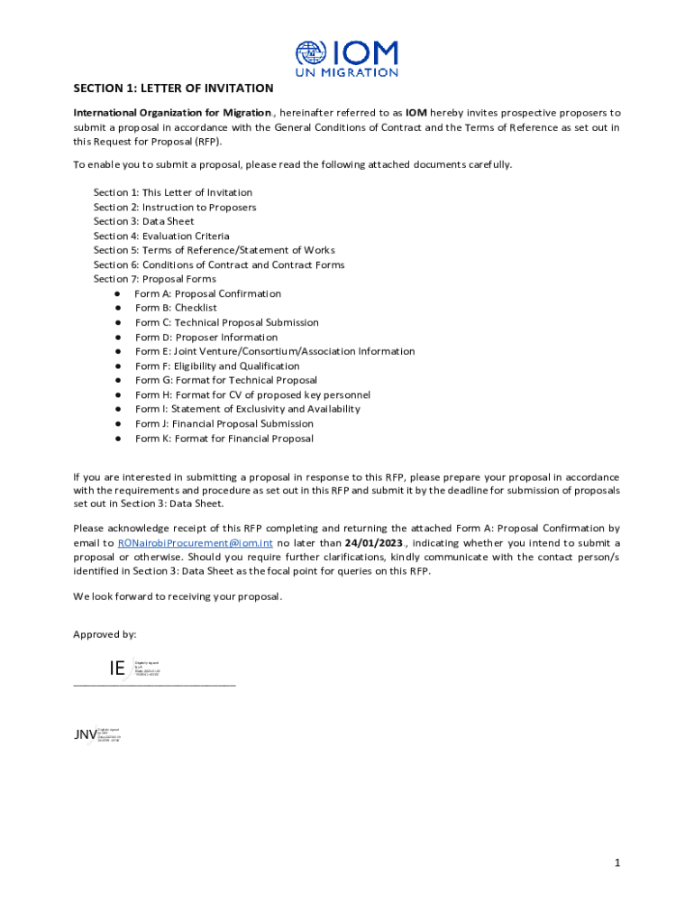 Fillable Online Request for Proposal - International Organization for Migration Fax Email Print ...