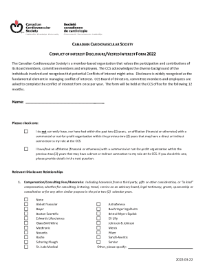 Fillable Online CTS CONFLICT OF INTEREST DISCLOSURE FORM ... Fax Email ...