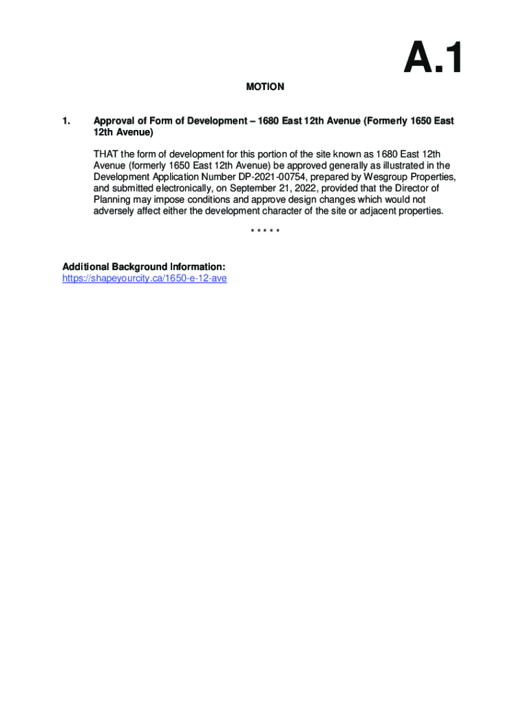 Fillable Online Motion, Approval of Form of Development Fax Email Print ...