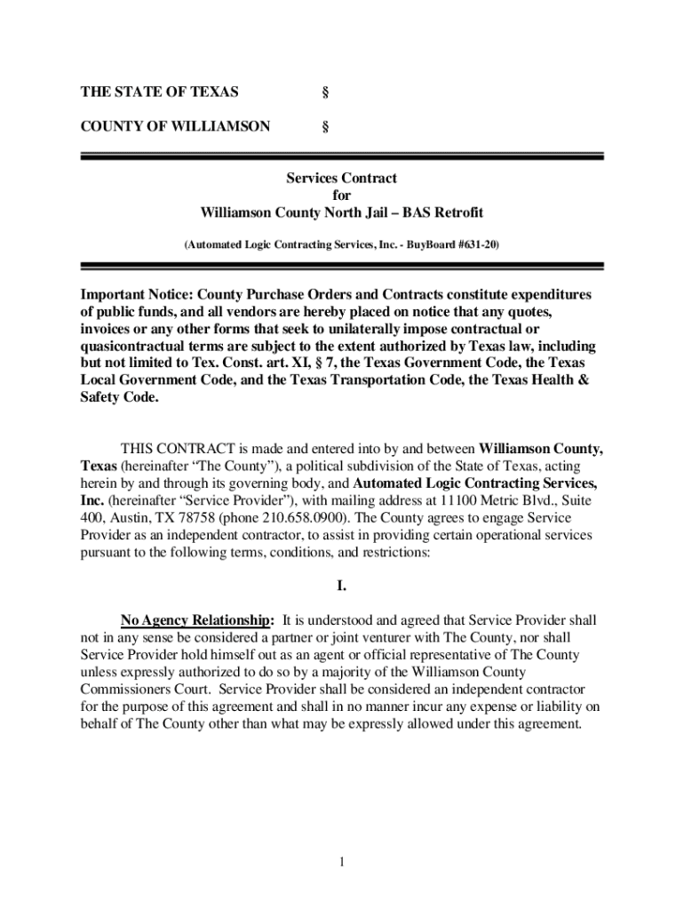 Fillable Online Services Contract Form (Automated Logic Jail HVAC Work ...