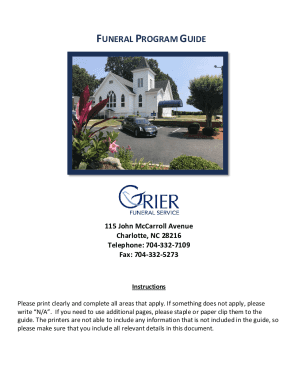 Fillable Online FUNERAL PROGRAM GUIDE Fax Email Print - pdfFiller