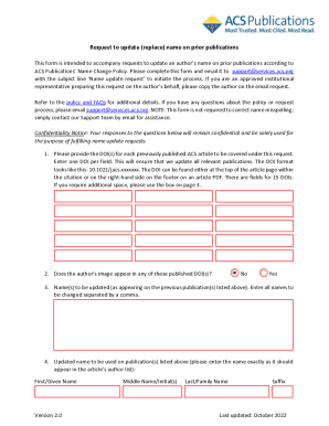 Fillable Online ACS Publications Request Form for Name Change Fax Email ...