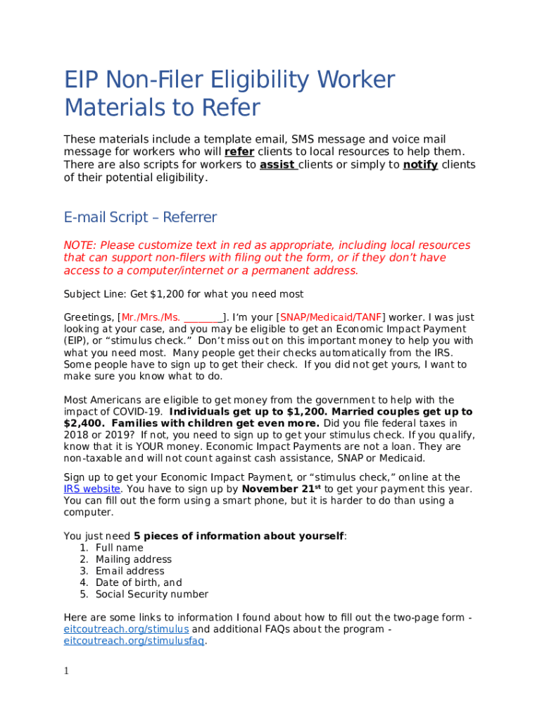 Helping Consumers Claim their Economic Impact Payment Doc Template | pdfFiller