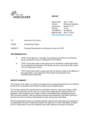 Fillable Online Report - Proposed Amendments to the Election By-law No ...