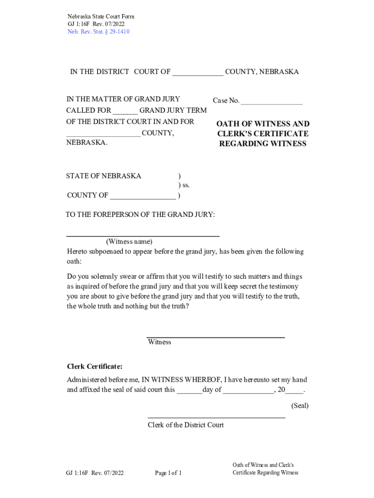 Fillable Online OATH OF WITNESS AND CLERK'S CERTIFICATE ... Fax Email ...