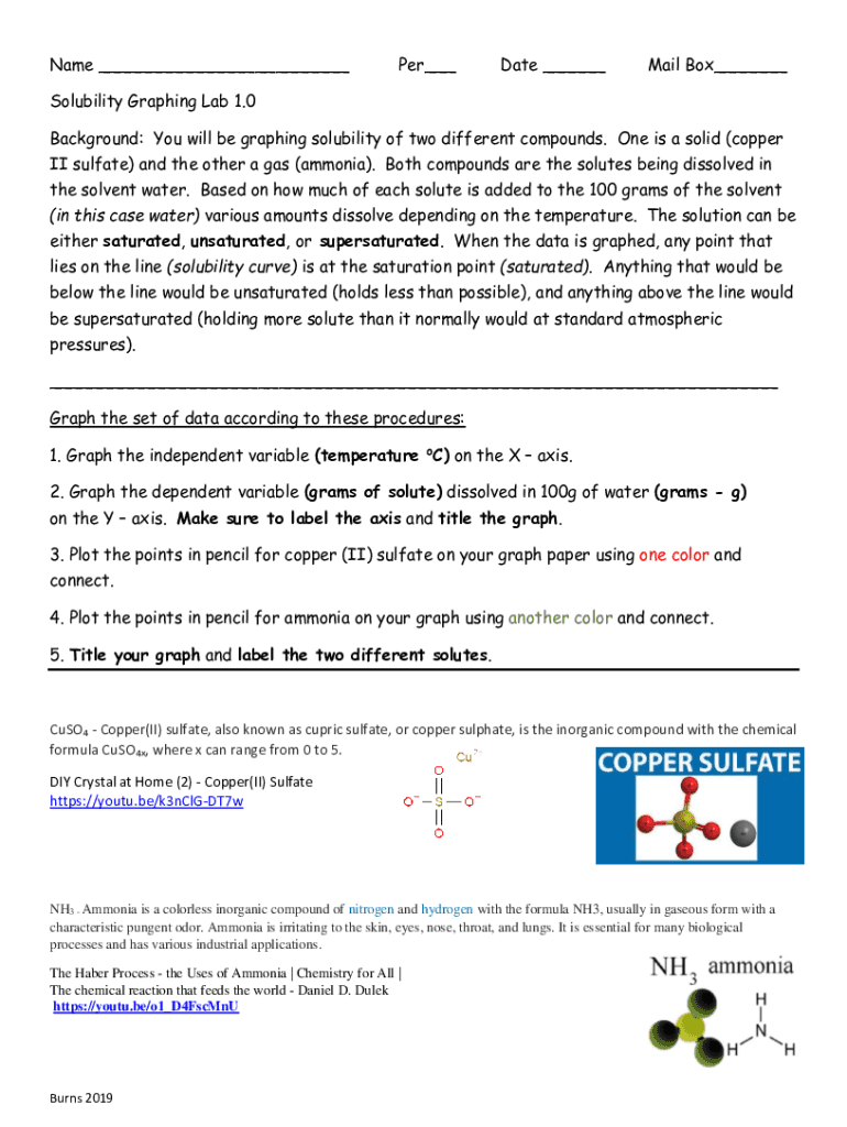 Fillable Online Solubility Worksheet - HONORS CHEMISTRY Fax Email Print ...