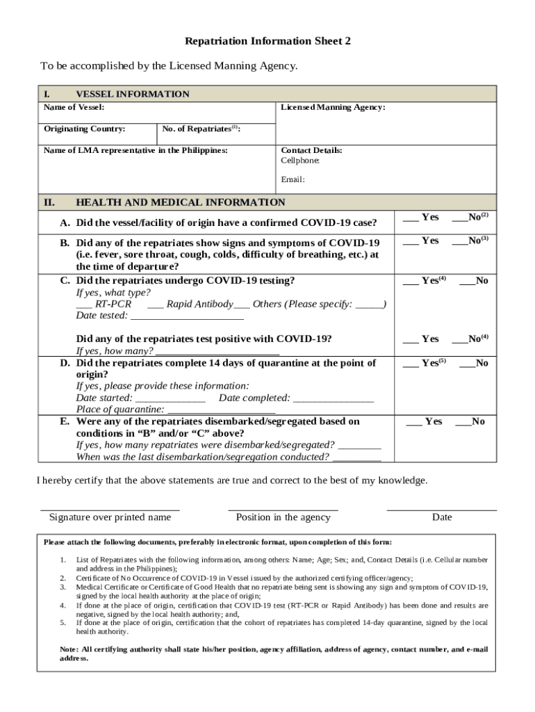 Repatriation Ination Sheet 1 - Scribd Doc Template | pdfFiller