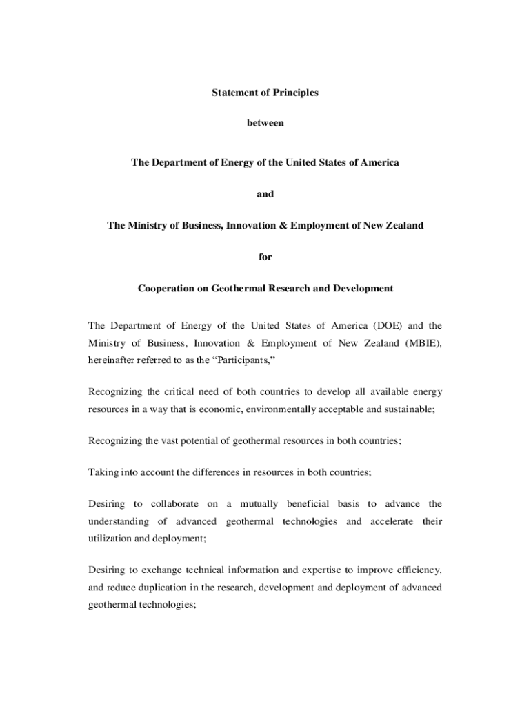 Fillable Online Statement of Principles between The Department of Energy of ... Fax Email Print ...