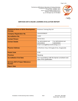 Fillable Online services seta online learning evaluation report Fax ...