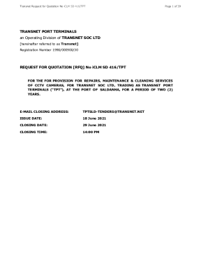 Fillable Online Request for Quotations - Scope of work - Provision of ...