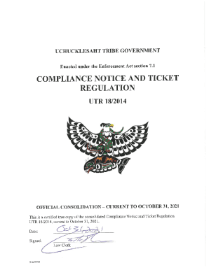 Fillable Online Compliance Notice and Ticket Regulation - Uchucklesaht ...