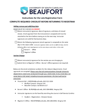 Fillable Online Late Registration Form - University of South Carolina ...