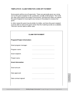 Fillable Online template b1: claim form for a one-off payment Fax Email ...