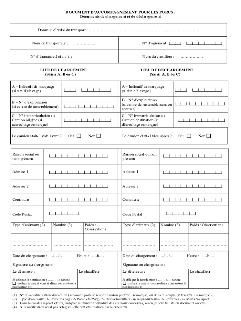 Fillable Online Les documents pour le transport routier de marchandises ...