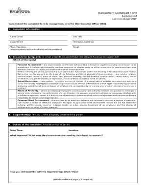 Fillable Online Respectful Workplace (AD-2913) - Appendix A ...