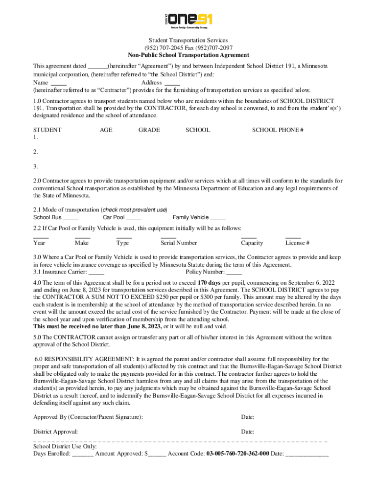 Fillable Online Request for Proposal (RFP) for Student Transportation ... Fax Email Print ...
