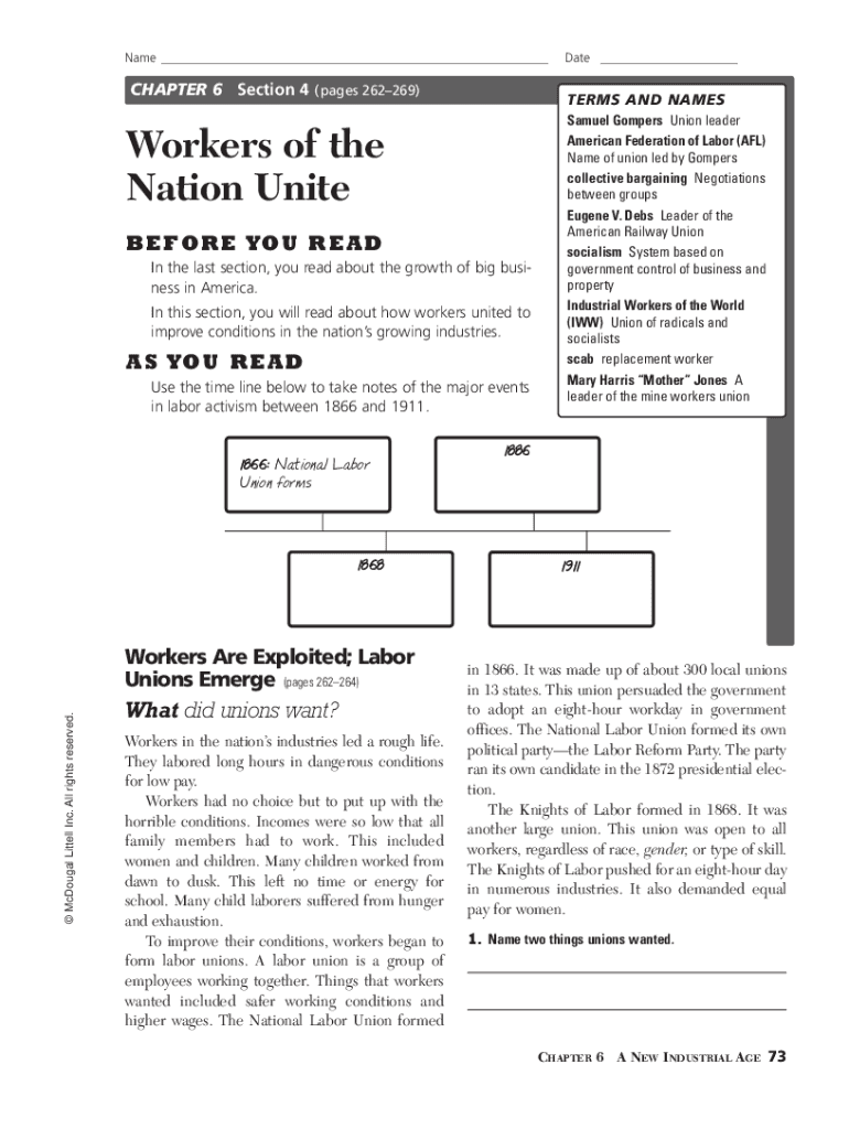 Fillable Online Chapter 6 Section 4 Workers of the Nation Unite (ANSWERS) Fax Email Print ...