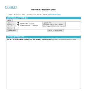 Fillable Online Individual Application Form - Foundry BC Fax Email ...