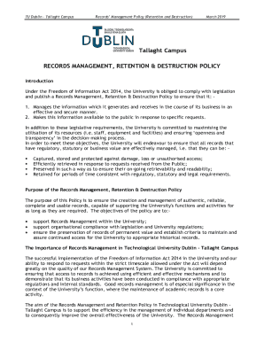 Fillable Online Record Retention and Destruction PolicyPolicies and ...