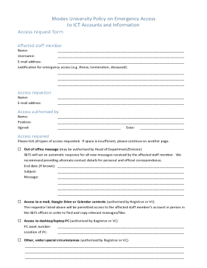 Fillable Online Access request form - Rhodes University Fax Email Print ...