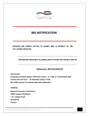 Fillable Online BID NOTIFICATION - The National Consumer Commission Fax ...