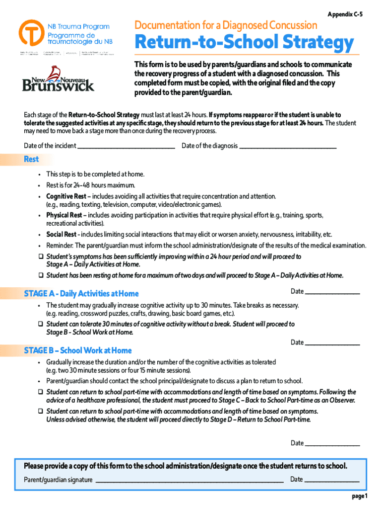 Fillable Online Return-to-Sport / Physical Activity StrategyTrauma NB ...