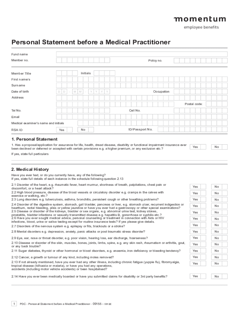 Fillable Online sarpbac org Personal Statement before a Medical ...