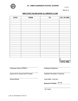 Fillable Online DKC-E-2 Employee Car Mileage Allowance Form.docx Fax ...