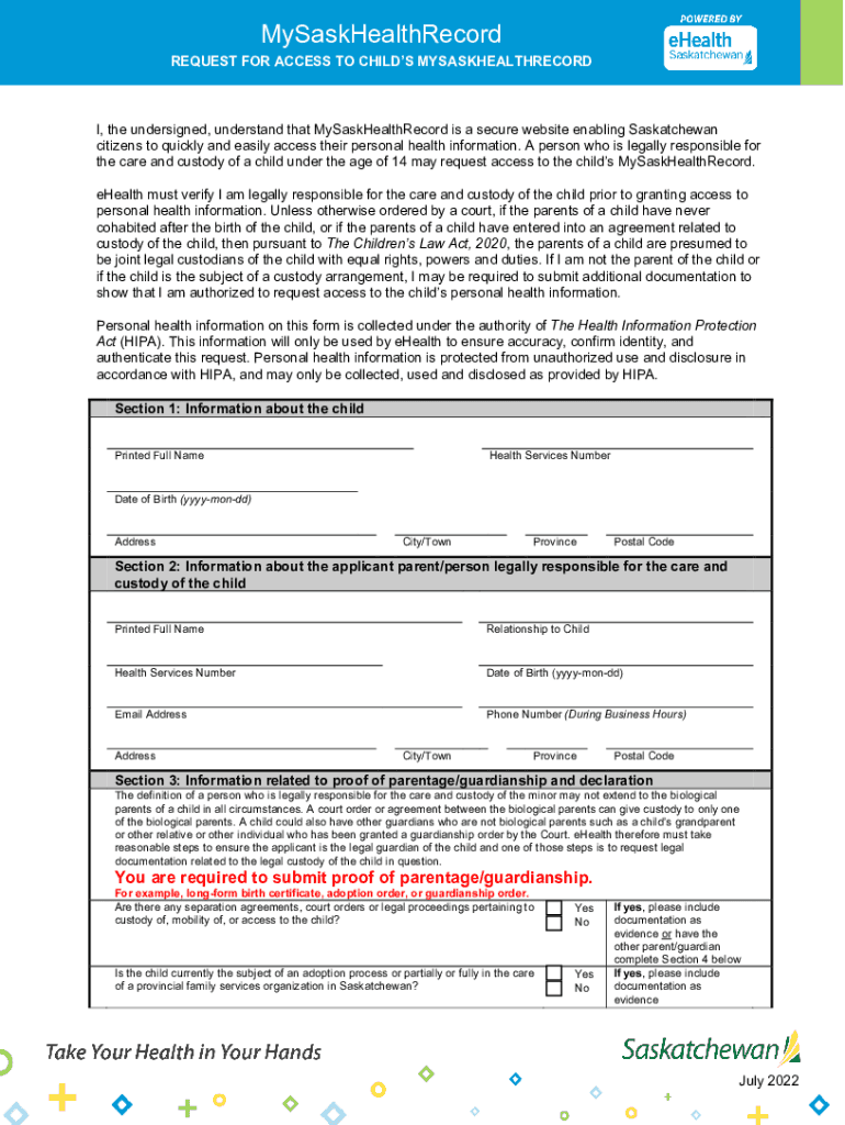 Fillable Online MySaskHealthRecord Health Care Providers Fax Email ...