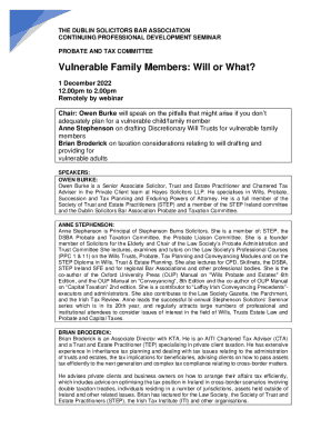 Fillable Online Vulnerable Family Members: Will or What? Fax Email ...