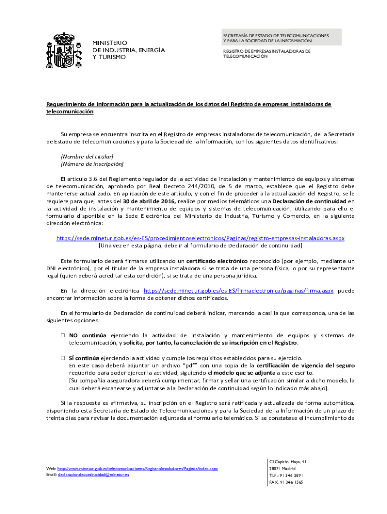 Fillable Online Da Mundial de las Telecomunicaciones y la Sociedad de ...