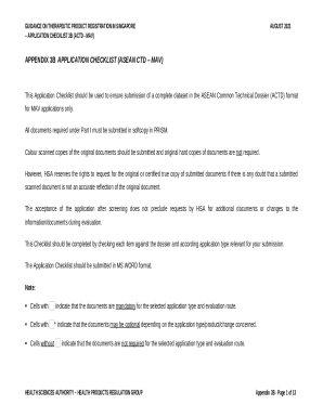 APPLICATION CHECKLIST (ICH CTD) Doc Template | pdfFiller