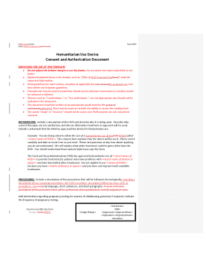 Fillable Online Humanitarian Use Device Consent and Authorization ...