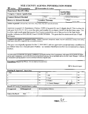 Fillable Online NYE COUNTY AGENDA INFORMATION FORM 1 3. I Fax Email ...