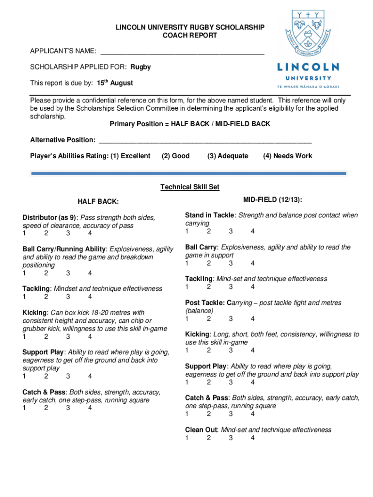 Fillable Online LU Rugby 9 12 13 referee form - Lincoln University Fax ...