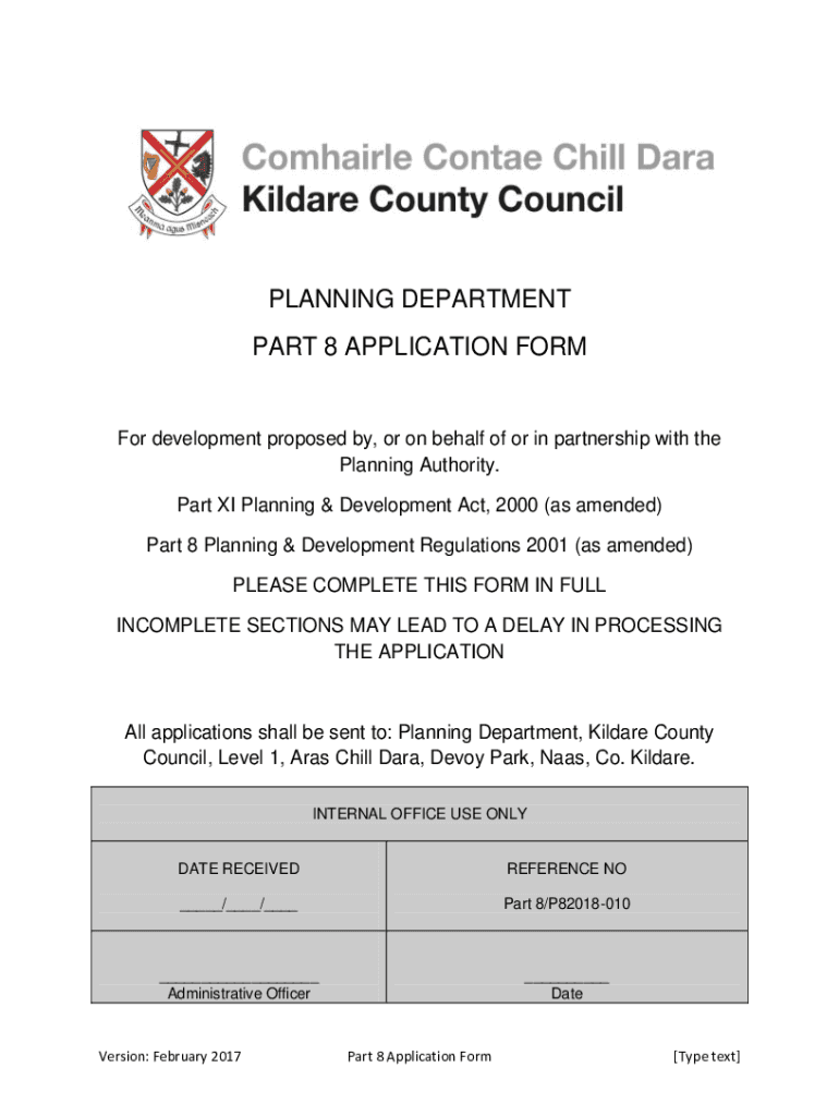 Fillable Online PLANNING DEPARTMENT PART 8 APPLICATION FORM Fax Email ...