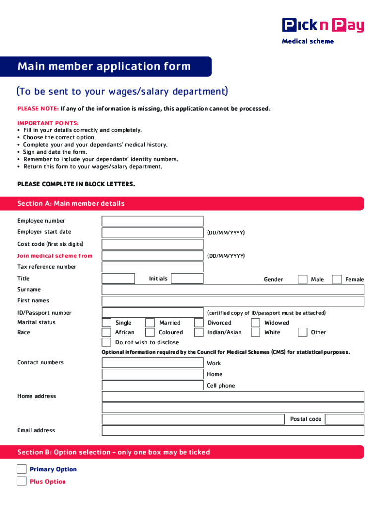 Fillable Online Main member application form Fax Email Print - pdfFiller