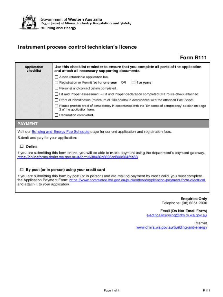 Fillable Online Application for an instrument process control ...