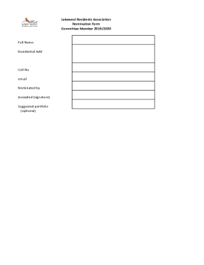 Fillable Online lakewest co Nomination Form for Committee Member of the ...
