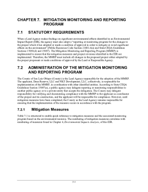 Fillable Online Chapter 7. Mitigation Monitoring and Reporting Program ...