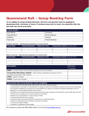 Fillable Online Group Booking Rail Request Form Fax Email Print - pdfFiller