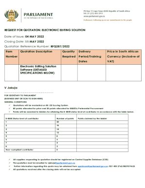 Fillable Online request for quotation: electronic editing solution Fax ...