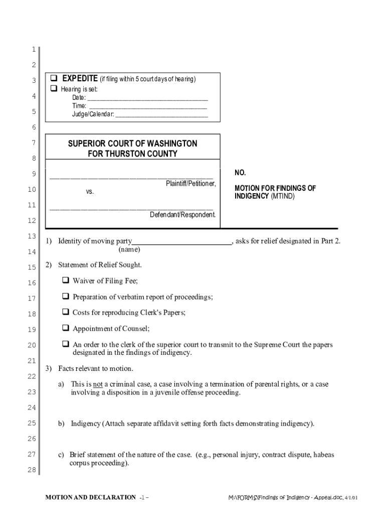 Fillable Online q EXPEDITE (if filing within 5 court days of ... - Thurston County Fax Email ...