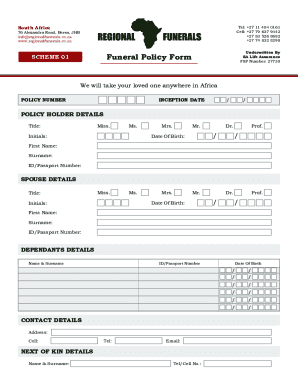 Fillable Online Funeral Policy Form Fax Email Print - pdfFiller