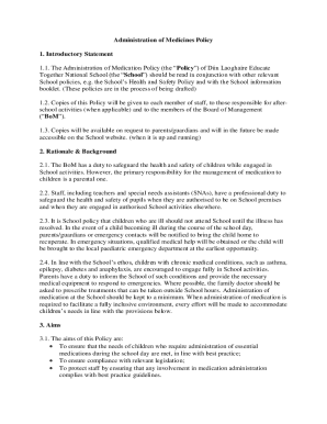 Fillable Online Administration of Medication Policy and Plan for Athea ...
