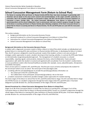 Fillable Online Home Concussion Management Form (Return to School ...