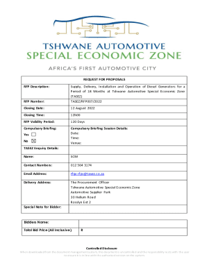 Fillable Online Request for Proposals (RFP) Installation of back-up ...