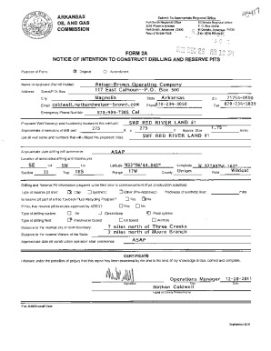Fillable Online form 2a notice of intention to construct drilling and reserve pits Fax Email ...