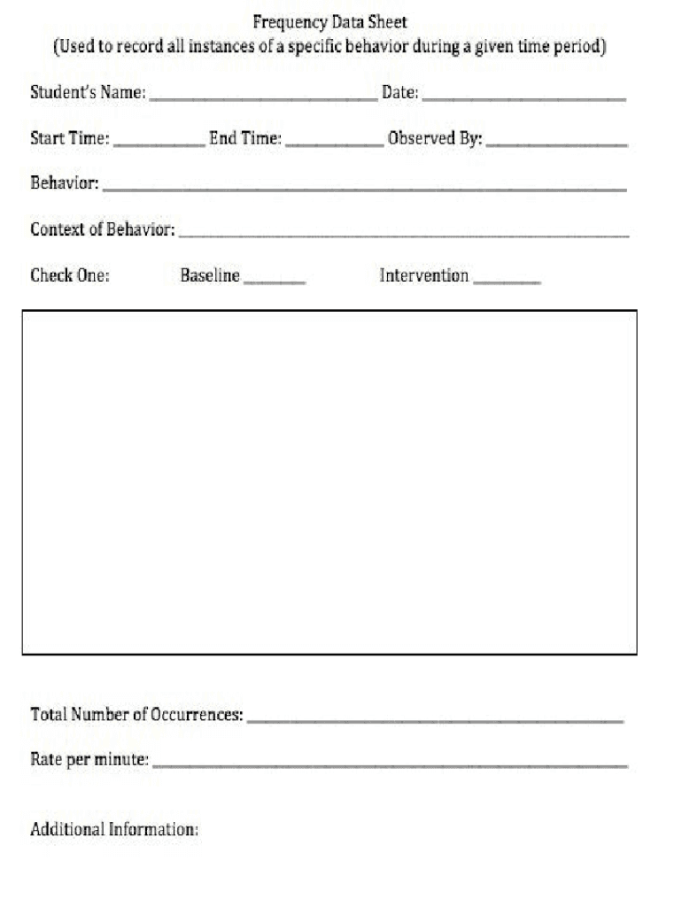 Fillable Online Frequency Data Sheet - Autism Internet Modules Fax ...