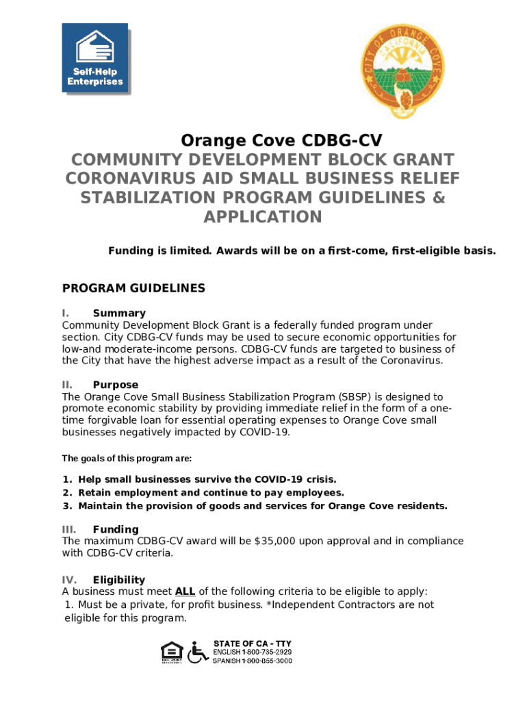 OC Small Business Relief Program: Unincorporated Grants Doc Template ...